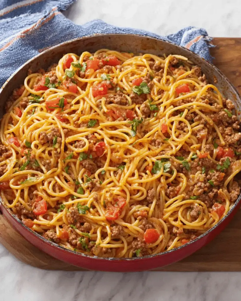 Taco Spaghetti Easy Cheesy Family Dinner Recipe